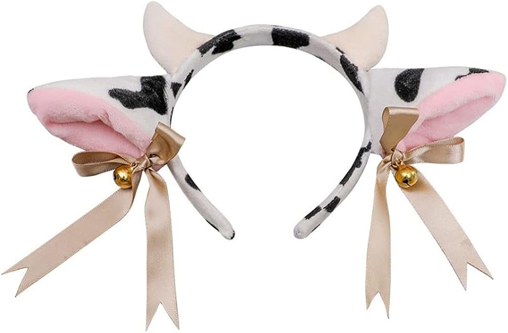 Plush Cow Headband Animals Ears Headband Bells Bow Cow Ears And Horns plush-cow-headband-animals-ears-headband-bells-bow-cow-ears-and-horns
