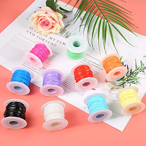 PP OPOUNT Lanyard String, 10 Rolls Plastic Lacing String with 20 Snap ...