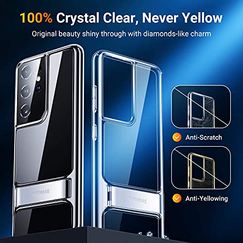 TORRAS [MoonClimber] Samsung Galaxy S21 Ultra Case with Kickstand, Crystal Clear Case with Soft ...