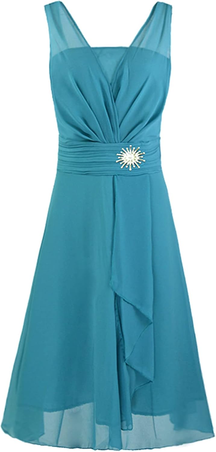 TiaoBug Festliche Damen Kleider Chiffon Rüschen Volants Partykleid ...