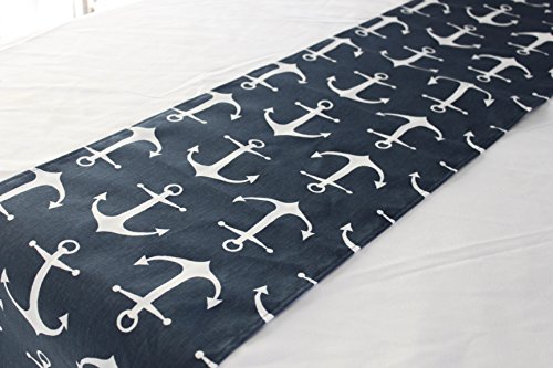 Navy blue anchor 12x48 inches table runner nautical wedding beach baby ...