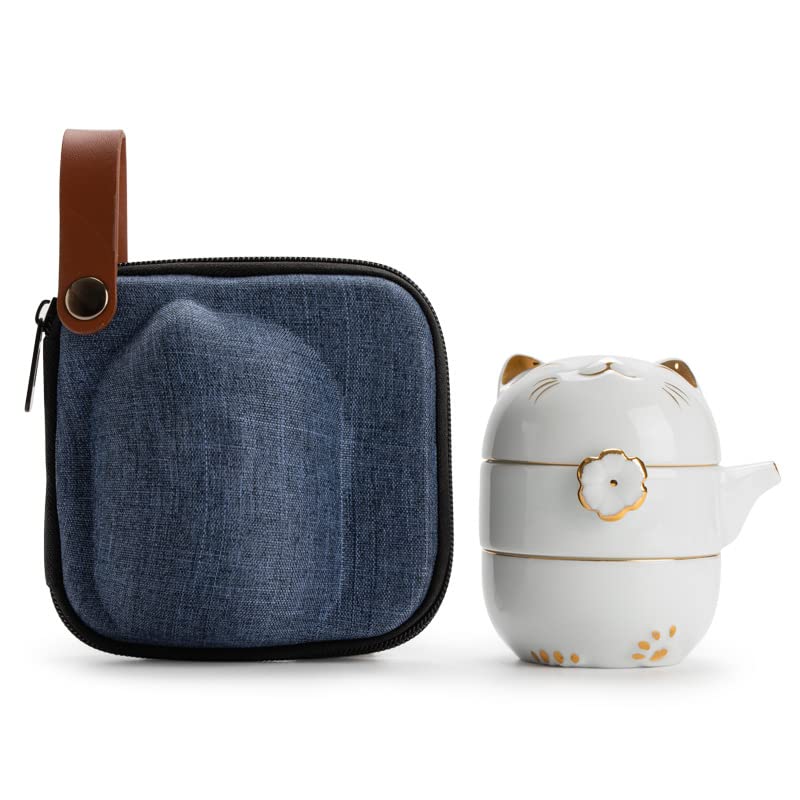RORA Travel Tea Set with Portable Bag, Kung Fu Handmade Ceramic Teapot ...