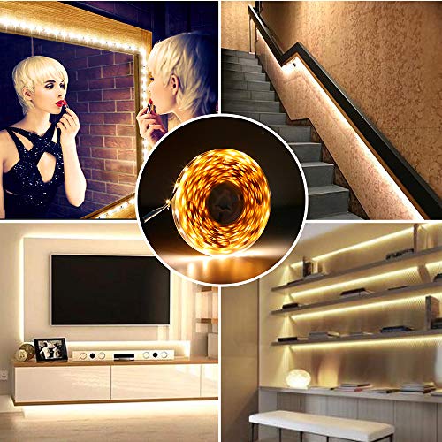 Warm White LED Strip,32.8 ft Dimmable Hand Wave Activated Control Light ...