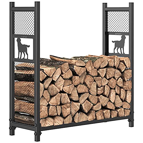 Mr IRONSTONE 4ft Firewood Rack, Outdoor Wood Rack for Firewood Storage ...