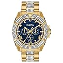 Amazon.com: Bulova Men's Swarovski Crystal Quartz Watch with Two-Tone ...