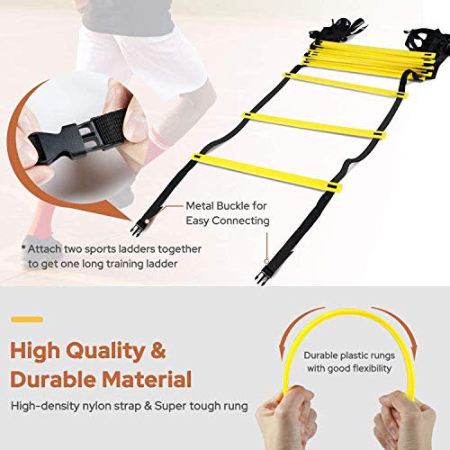 GHB Pro Agility Ladder Agility Training Ladder Speed 12 Rung 20ft with Carrying Bag | Pricepulse