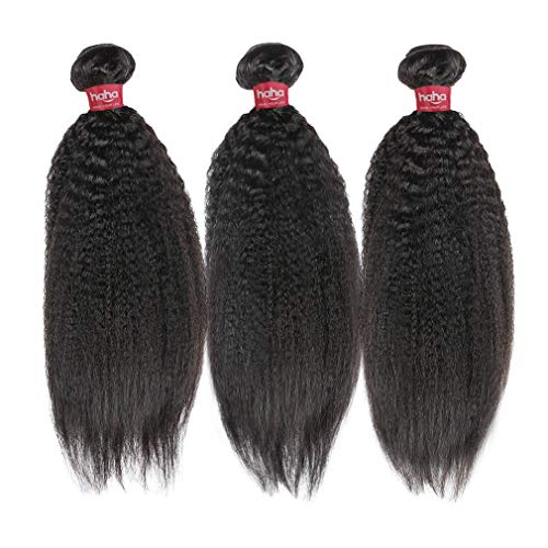Haha Yaki Straight Hair 3 Bundles Brazilian Kinky Straight Human Hair ...
