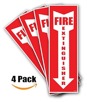 (4 Pack) Fire Extinguisher Signs Stickers Self Adhesive Fire ...