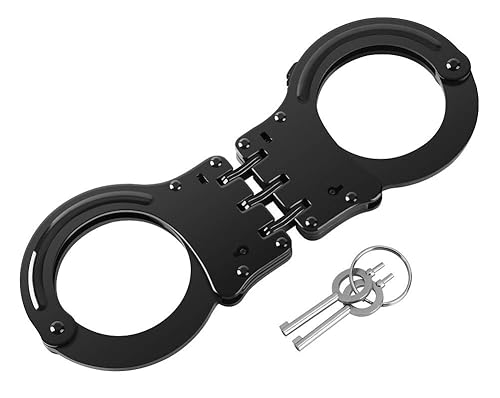 GFIRE Police Handcuffs Real Professional Grade Hinged Heavy Duty Double ...