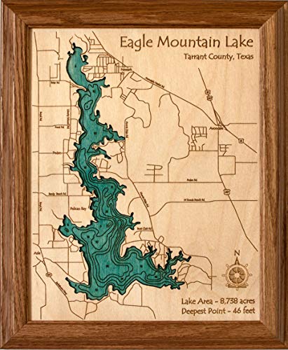 Buy Shingle Lake - Clare County - MI - 2D 8 x 10 in (Honey Oak Frame ...