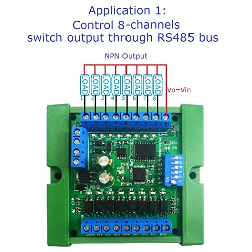 Eletechsup 8CH RS485 NPN Input Output Port Remote Control Switch PLC IO Expansion Board DIN35 ...