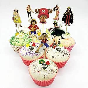 KBN 24pc Japanese Anime One Piece Cartoon Cake Cupcake Toppers: Amazon ...