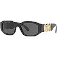 Amazon.com: Versace VE 4361 GB1/87 Black Plastic Geometric Sunglasses ...