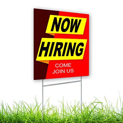 Now Hiring Sign with Stake -16 x 12 Coroplast Hiring Sign - Help Wanted ...