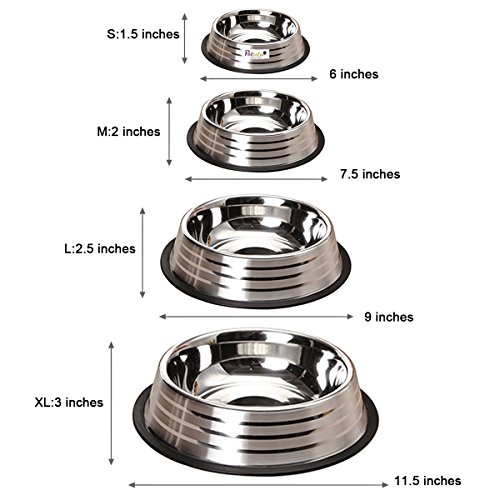 Stainless Steel Dog Bowls With Rubber Base Non Skid Classical Food Bowl Stainless Steel Dog Bowls With Rubber Base Non Skid Classical Food Bowl