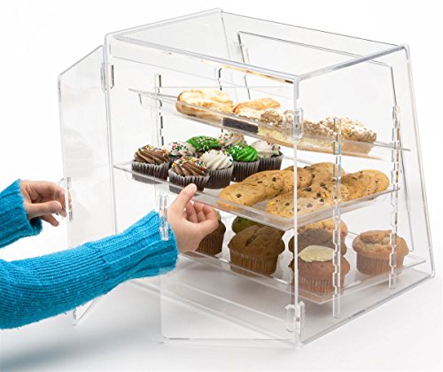 Clear Acrylic Pastry Case with 3 Removable Trays, Front and Rear Doors ...