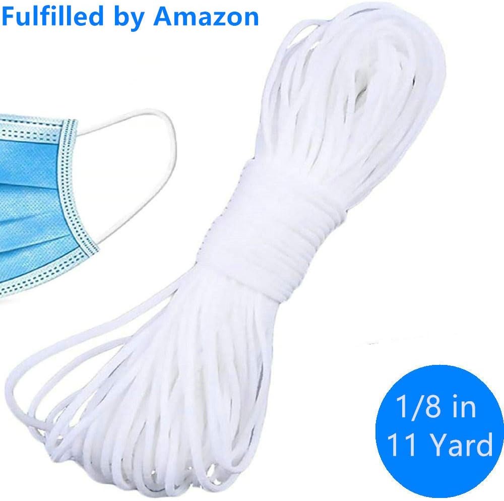 Amazon.com: Elastic Cord White Elastic Strap 1/8 Inch Round Ear Tie ...