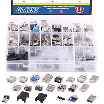 Amazon.com: Glarks 180Pcs Micro Sockets USB 2.0 3.0 Type A Male Female ...