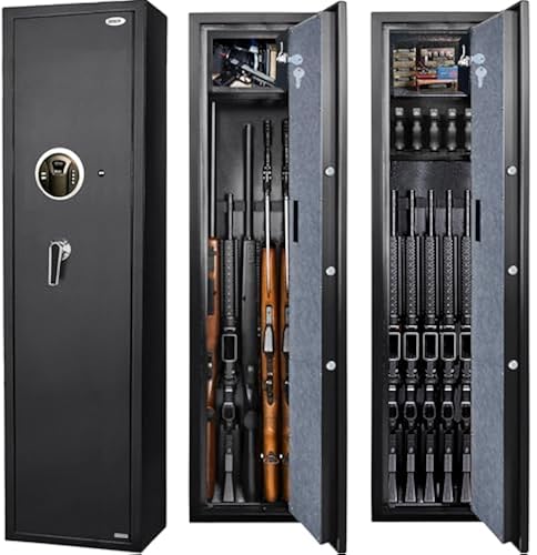 Biometric Rifle Gun Safe, Quick Access Fingerprint Long Gun Safe, 5-6 ...