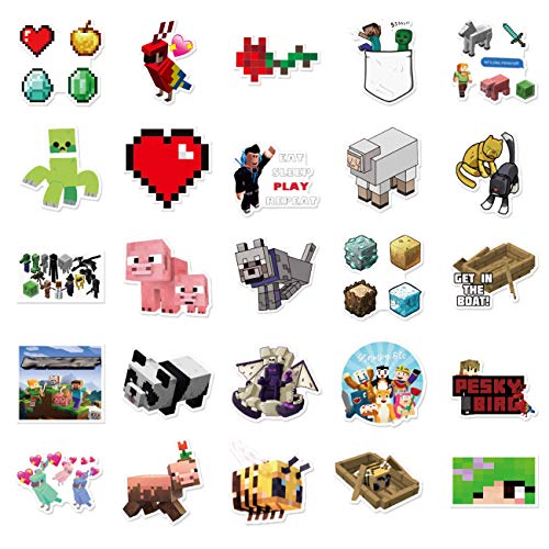 Minecraf_t Stickers 100PCS Video Game Stickers Vinyl Waterproof ...