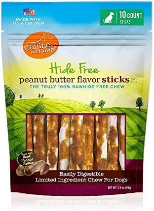 Canine Naturals Peanut Butter Chew - Rawhide Free and Dog Treats - Made from Real Peanut Butter ...
