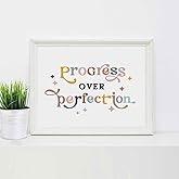 Amazon.com: Progress Over Perfection Wall Art, Motivational Typography Print, Cute Modern Boho ...