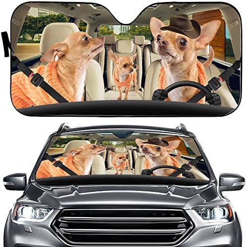 Chihuahua Car Windshield Window Cover Sunshade,Funny Dog Auto Sun Shade ...