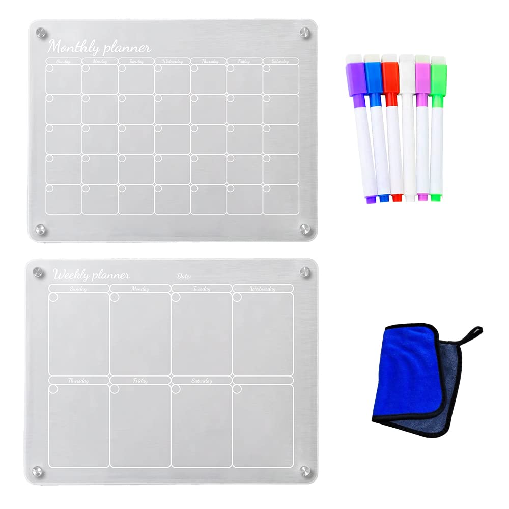 Mua Acrylic Magnetic Calendar for Fridge, Set of 2 Monthly & Weekly ...