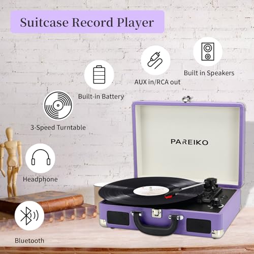 Vinyl Record Player Bluetooth 3-Speed Turntable Vintage Record Player ...