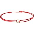 Amazon.com: Luck Strings 14K solid gold Eternity band bracelet - red ...