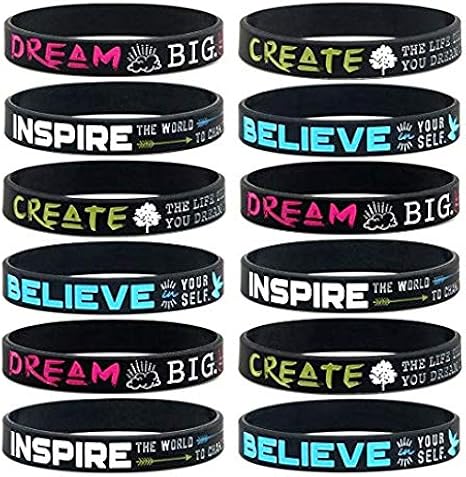 Amazon.com: 24 Pieces, Inspirational Wristbands with Positive Messages ...