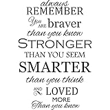 You are braver than you believe Stronger then you seem Smarter Than you ...