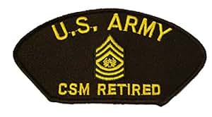 Amazon.com : U S ARMY CSM RETIRED with RANK INSIGNIA PATCH - Yellow and ...