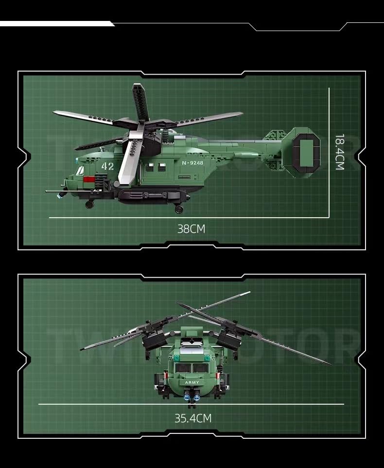 BDYDT Twin Rotor K-MAX Helicopter Building Blocks Sets（705 Pieces） Gift ...