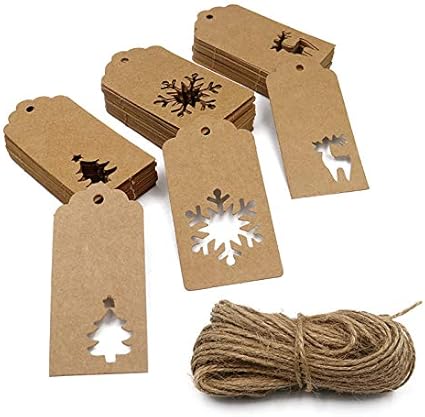 Christmas Gift Craft Tags 150 PCS Hang Paper/Kraft Tag with 30 Meters ...