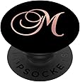 Amazon.com: Letter M Golden Pink Rose Design. Initial M On Black ...
