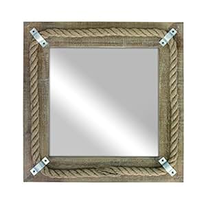 Amazon.com: Stonebriar Square Wooden Mirror with Nautical Rope Detail ...