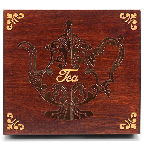Tea Box with Teapot Cutout Lid Polish Handmade Wooden Decorative Box ...
