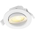 ILLUX Lámpara LED de empotrar, dirigible, luz cálida, 3000K, 5W, color blanco, 350 lm, Fácil ...