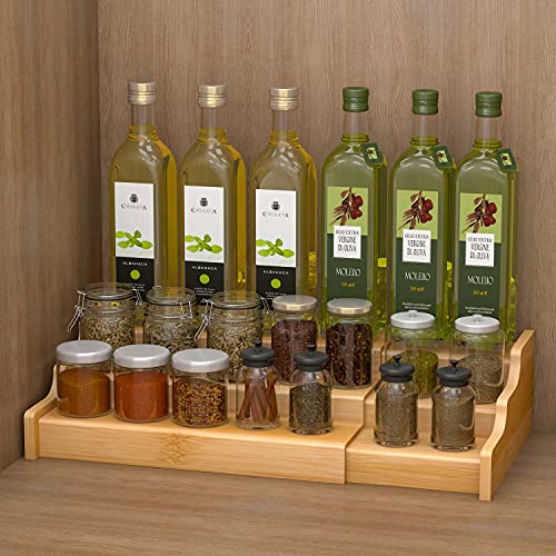 Ruichang 2PCS 3 Tier Expandable Bamboo Spice Rack Seasoning Organizer ...