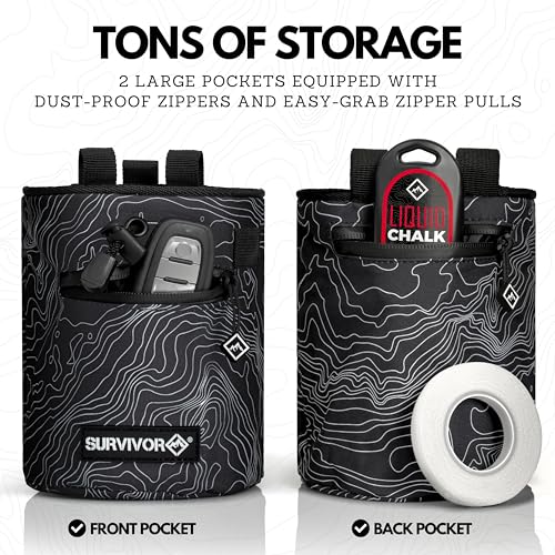 SURVIVOR Chalk Bag - Iconic Topographical Map, Draw String Closure, 2 ...