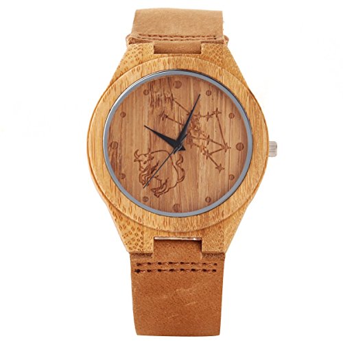 Buy ALIENWOLF Taurus Womens Hand Made Bamboo Zodiac Signs Watch Leather ...
