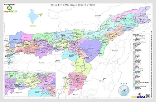 Buy DURABLE MAGNETIC Paper of ASSAM with District Boundaries, Towns ...