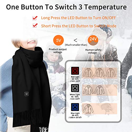 Heated Scarf Men Women USB Port Connecting to Power Bank Heating Scarf ...