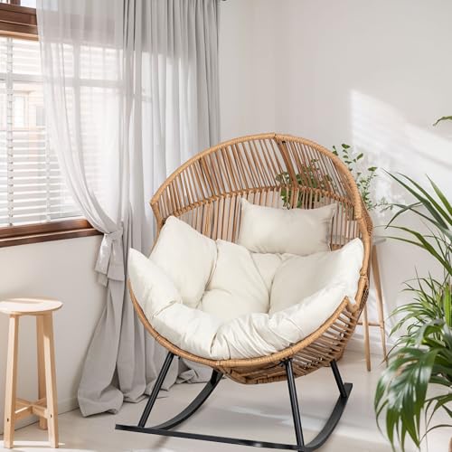 Shintenchi Wicker Egg Chair,Oversized Outdoor Indoor Rocking Chair ...