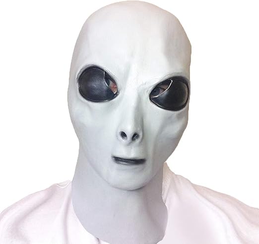 Amazon.com: Alien Latex Mask, Glow in The Dark, UFO Alien Outer Space ...