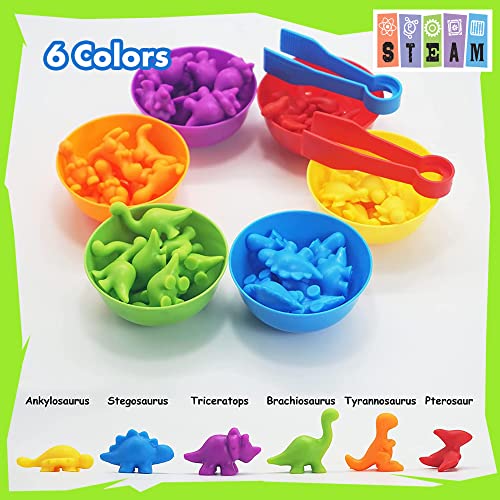 UNIQUE KIDS Counting Dinosaurs Matching Game with Sorting Cups, Color ...