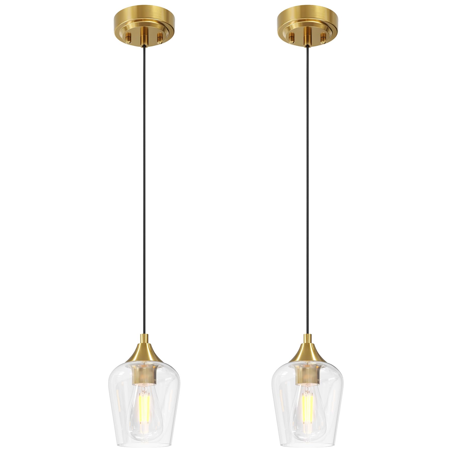 VONLUCE Pendant Lights Kitchen Island, Brushed Gold Pendant Light ...