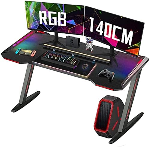 Gaming Desk with RGB Light and Mouse Pad, Arespark 55" Home Office ...