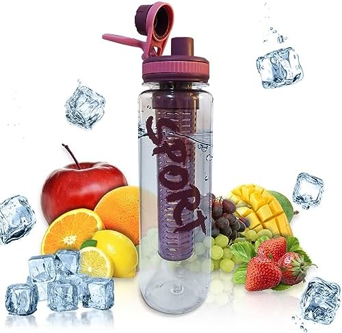 hanso Sports Water Bottle with Fruit Infuser, Easy to Hold, Leak Proof, BPA Free, Capacity ...